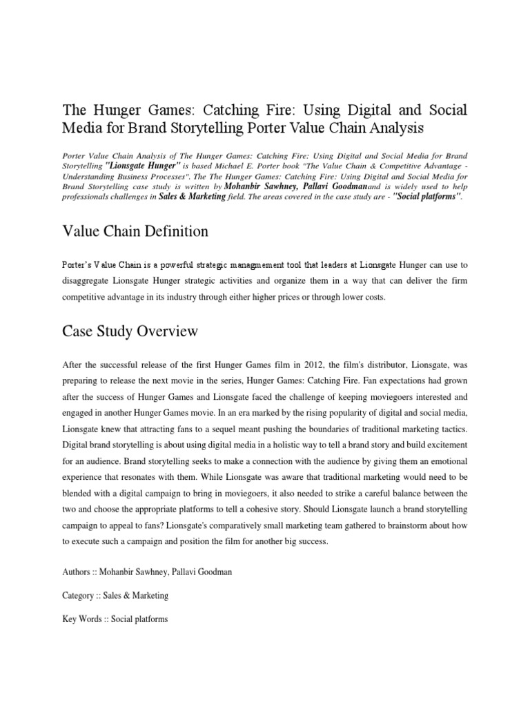 The Hunger Games Catching Fire Case Analysis | PDF | Swot Analysis ...