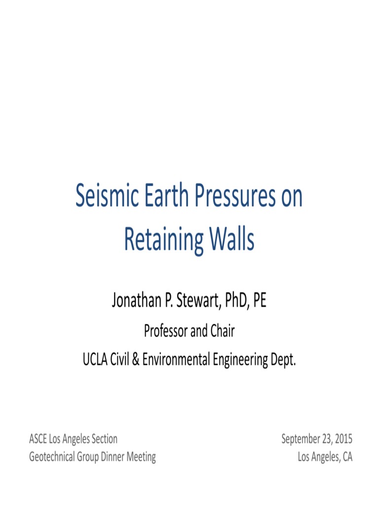 Seismic Earth Pressures On Retaining Walls | PDF | Force | Stiffness