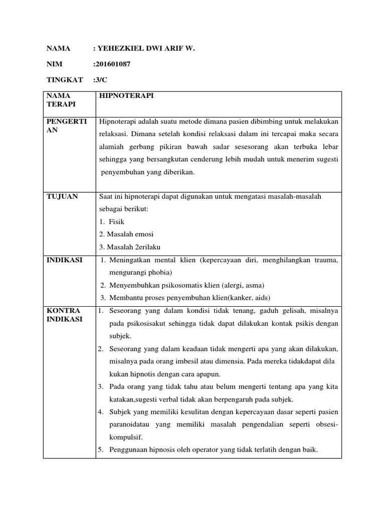 Sop Hipnoterapi | PDF
