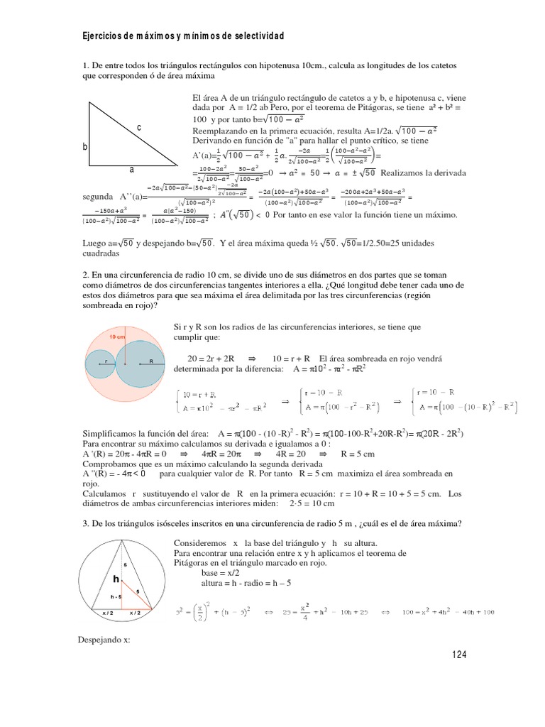 Problemas de Optimizacion Selectividad 18 191519496335576 | PDF | Triángulo | Derivado