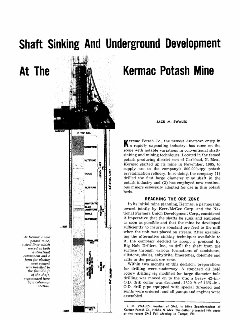 Shaft Sinking and Underground Development at The | PDF | Mining ...