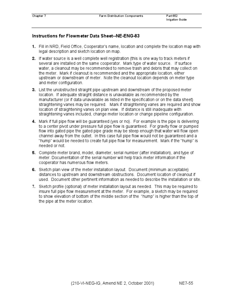 Instructions For Flowmeter Data Sheet - NE-EnG-83 | PDF | Flow ...