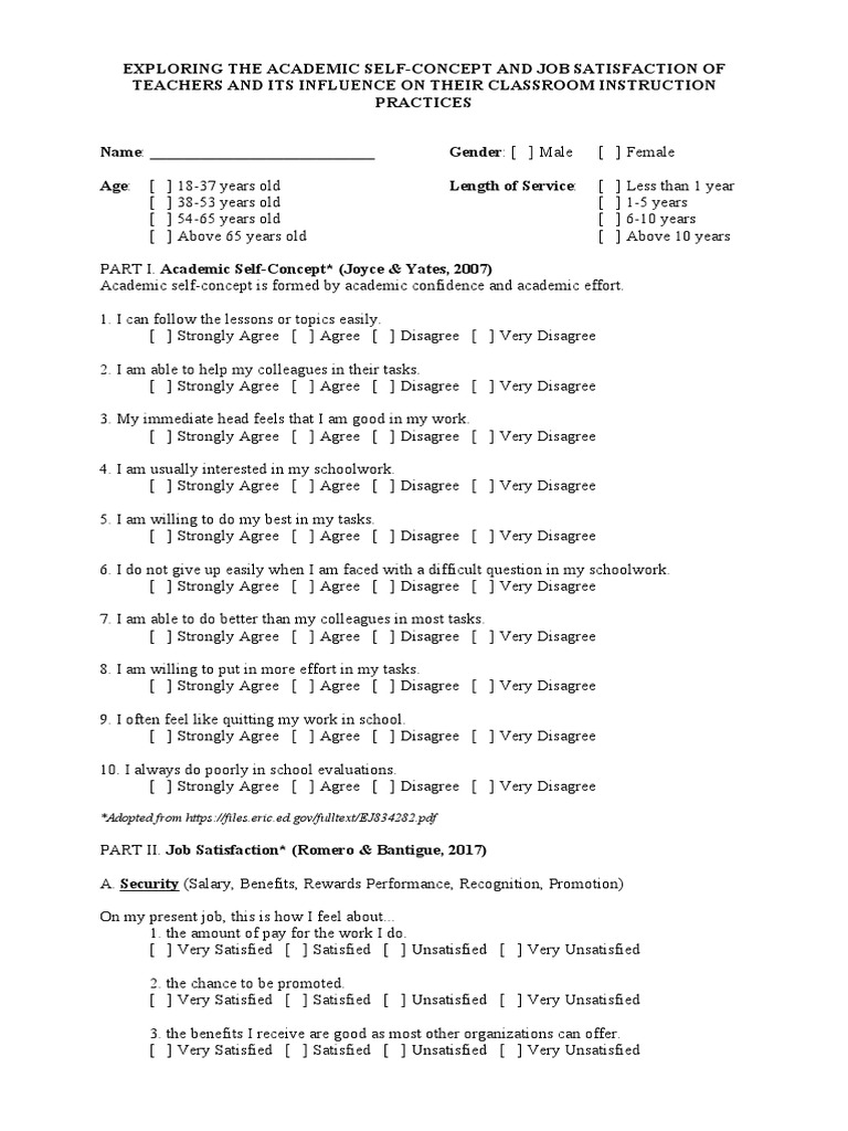 IDEA Sample Questionnaire | PDF | Self Concept | Pedagogy
