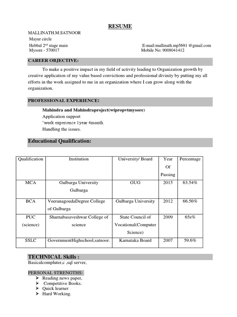 Mallinathmysore Resume | PDF | Behavior Modification | Learning