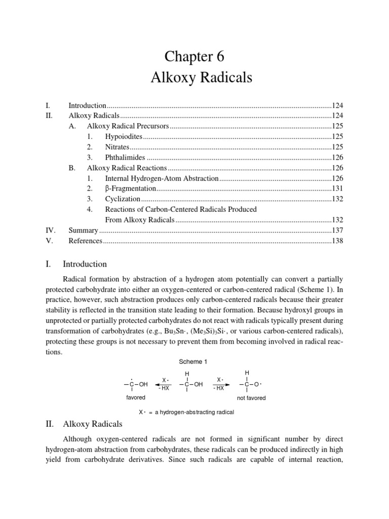 Alkoxy Radicals: Scheme 1 | PDF | Radical (Chemistry) | Chemical Reactions