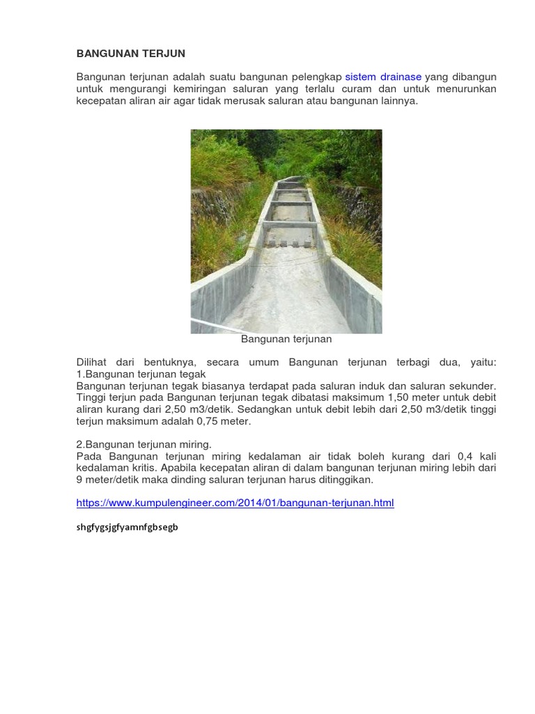 Jenis dan Fungsi Bangunan Terjunan | PDF | Griya & Taman