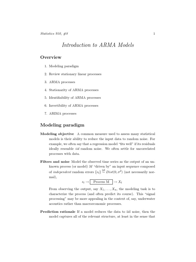Introduction To ARMA Models: T Iid 2 | PDF | Stationary Process ...