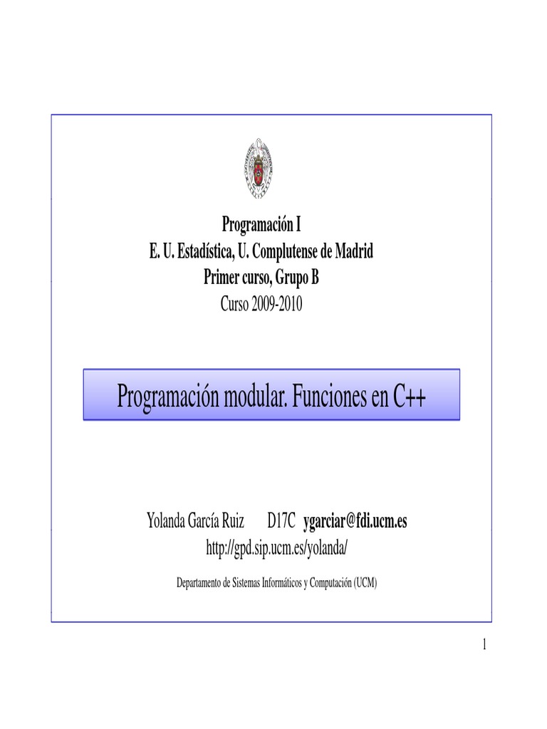Programacion Modular. Funciones en C Con | PDF | C ++ | Programa de ...