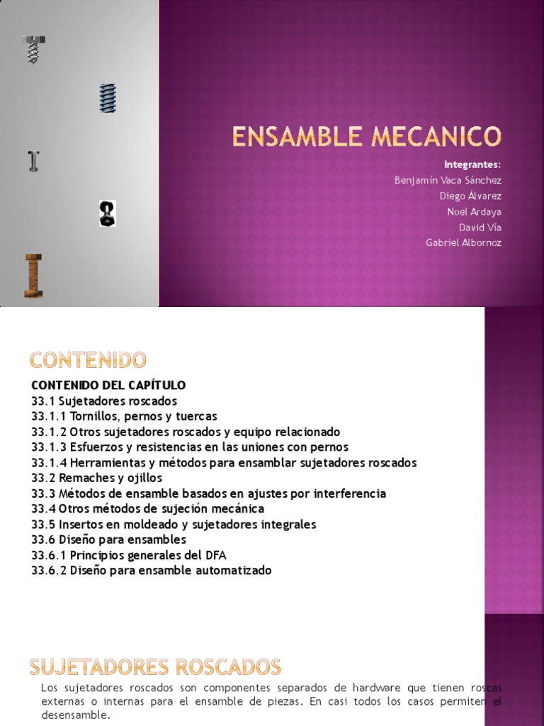 Ensamble Mecanico | PDF | Remache | Tornillo
