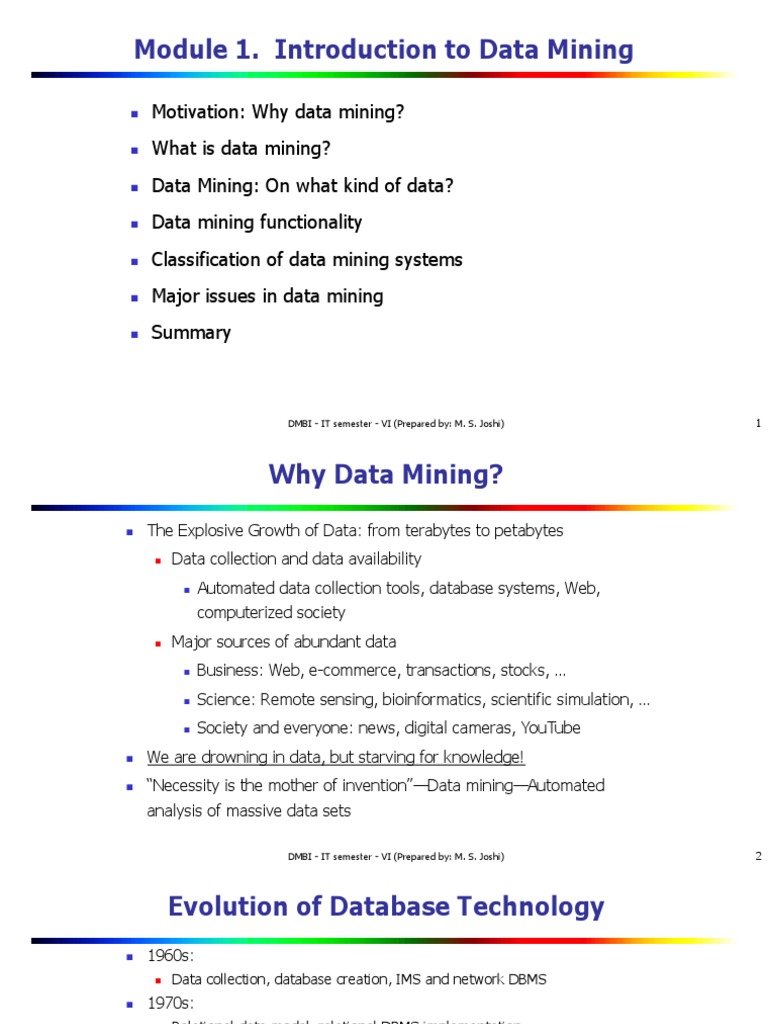 01 DMBI Module 01 (Introduction) PPT-compressed | PDF | Data Mining | Data Analysis