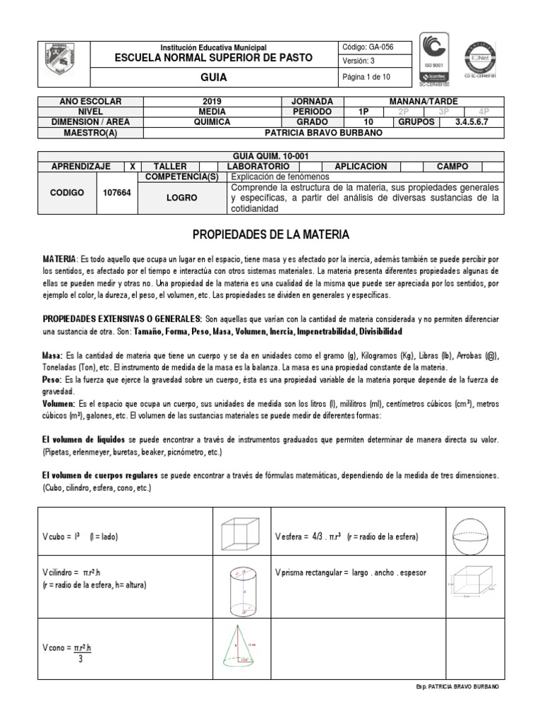 Propiedades de la Materia en Química | PDF | Átomos | Rieles
