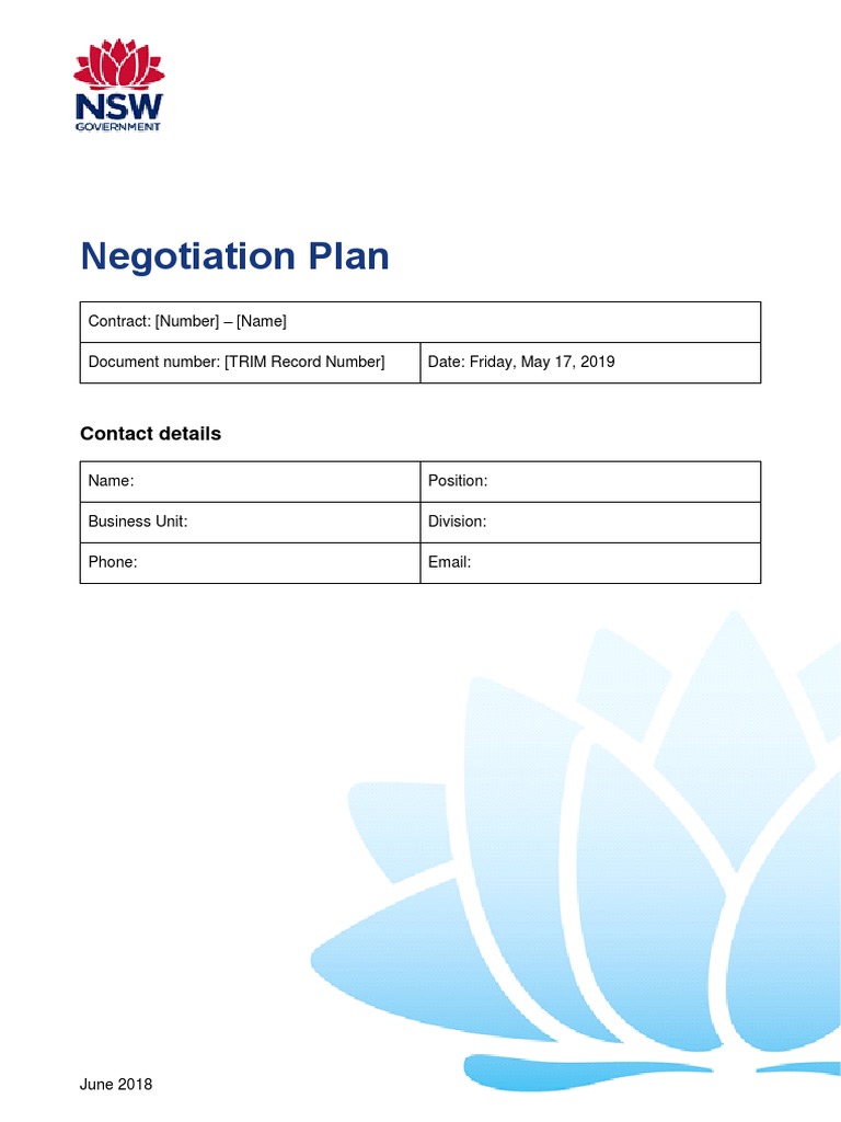 Negotiation Plan: Contact Details | PDF | Negotiation | Business
