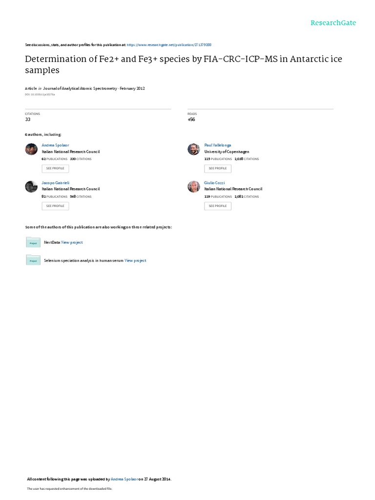 Determination of Fe2 and Fe3 Species by FIA-CRC-IC | PDF | Iron | Chemistry