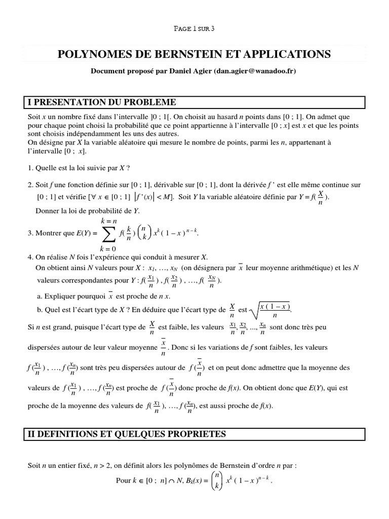 Polynomes de Bernstein | PDF | Probabilité | Variable aléatoire