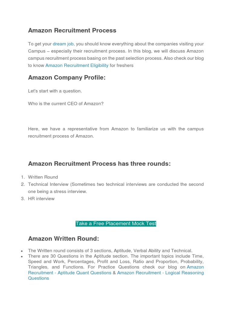 Amazon Recruitment Process | PDF | Economies | Business