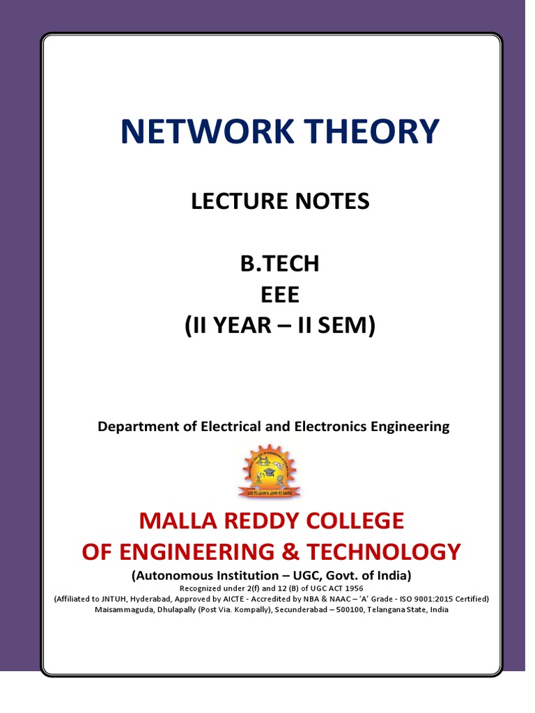 Network Theory PDF | PDF | Electrical Network | Series And Parallel ...