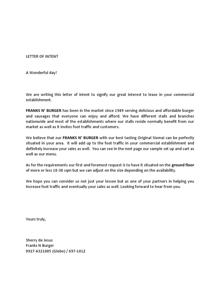 Template - Letter of Inte | PDF