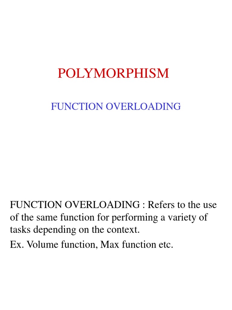 Polymorphism: Function Overloading | PDF