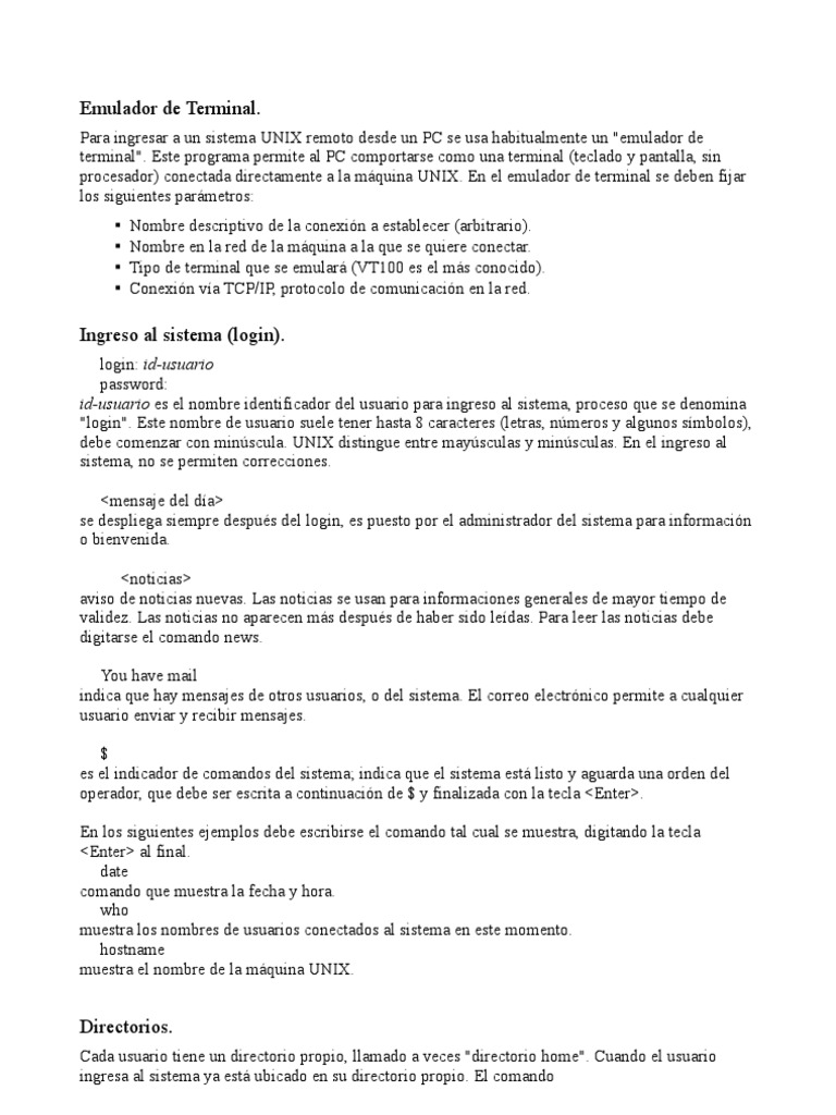 Manual Comandos Basicos Unix | PDF | Terminal de computadora | Archivo de computadora
