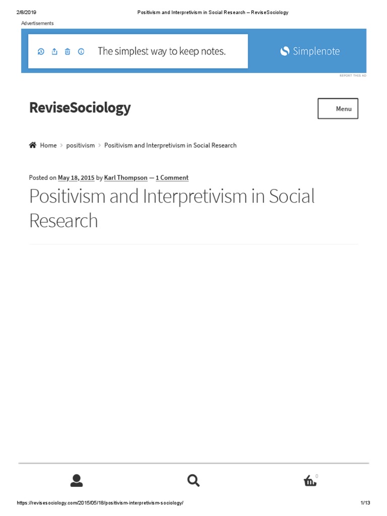 Positivism and Interpretivism in Social Research - ReviseSociology | PDF | Positivism | Social ...