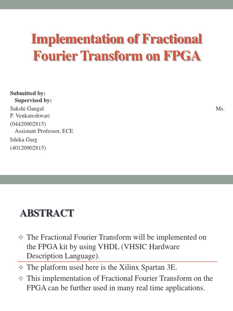 On FRFT | PDF | Field Programmable Gate Array | Discrete Fourier Transform