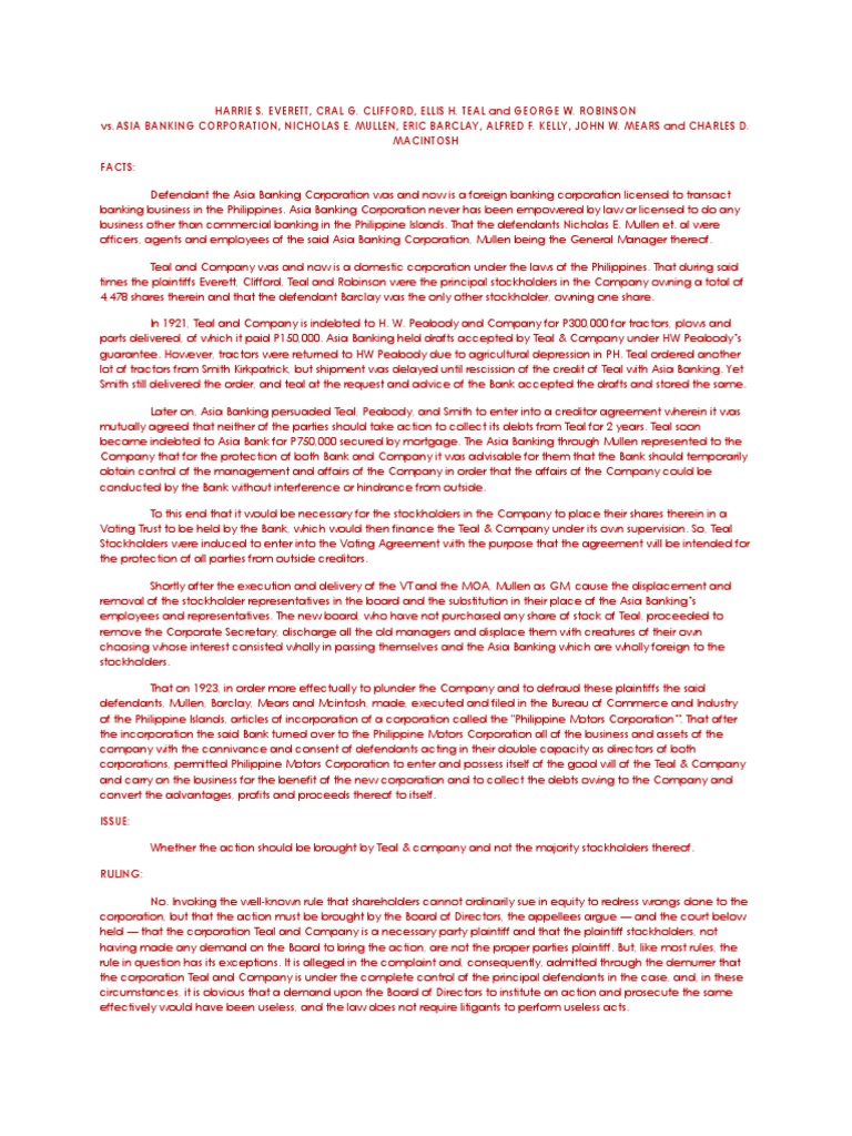 Derivative Suit | PDF | Corporations | Lawsuit