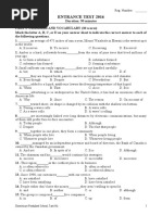 Entrance Exam Practice Test 1 KEY - Grade 9 | PDF | Language Arts ...