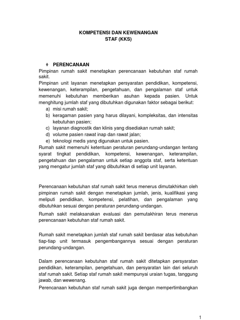 Kompetensi dan Wewenang Staf Rumah Sakit | PDF