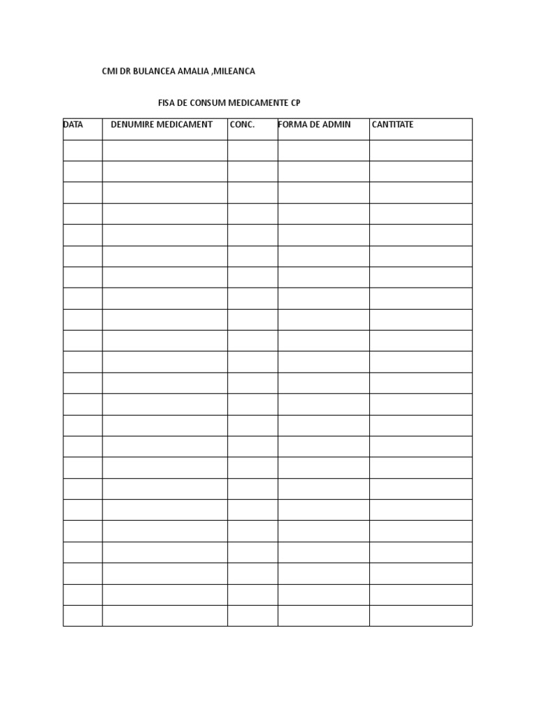 Fisa Consum Medicamente | PDF