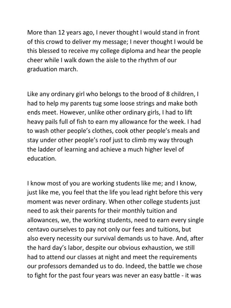 College Graduation Speech Sample | PDF