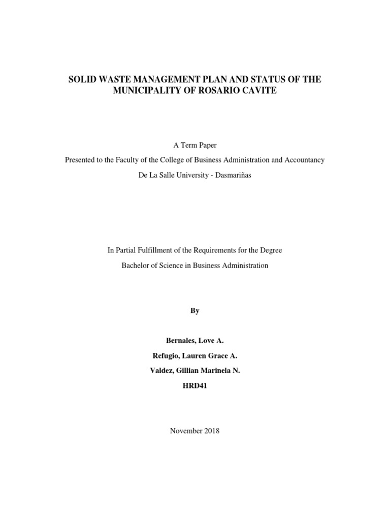 Rosario Cavite Solid Waste Management Plan | PDF | Waste | Materials