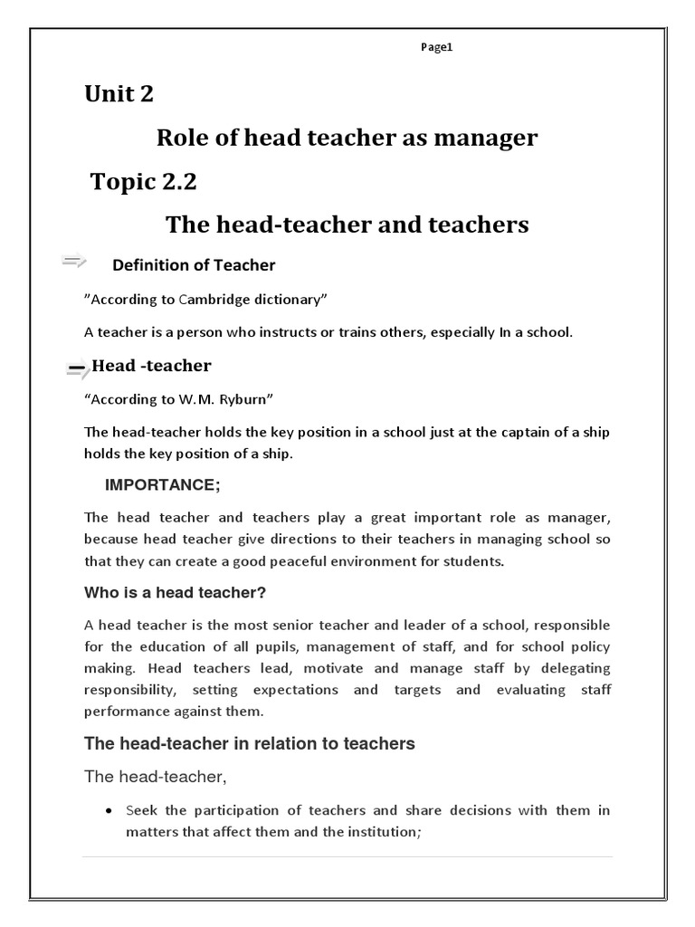 The Head Teacher and Teachers | PDF | Head Teacher | Teachers