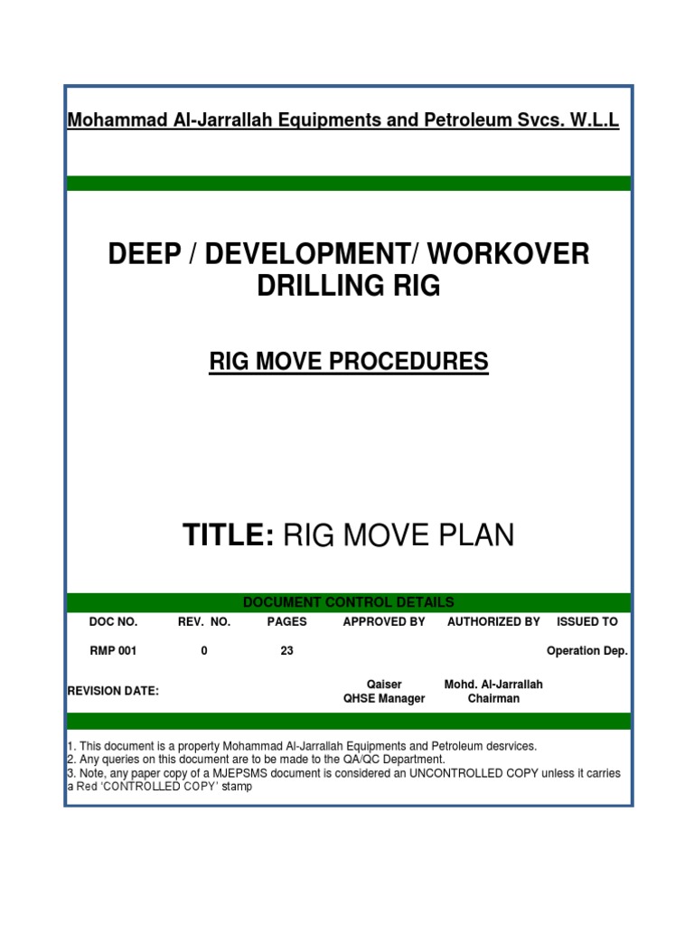 Rig Move Procedures Development | PDF | Forklift | Semi Trailer Truck