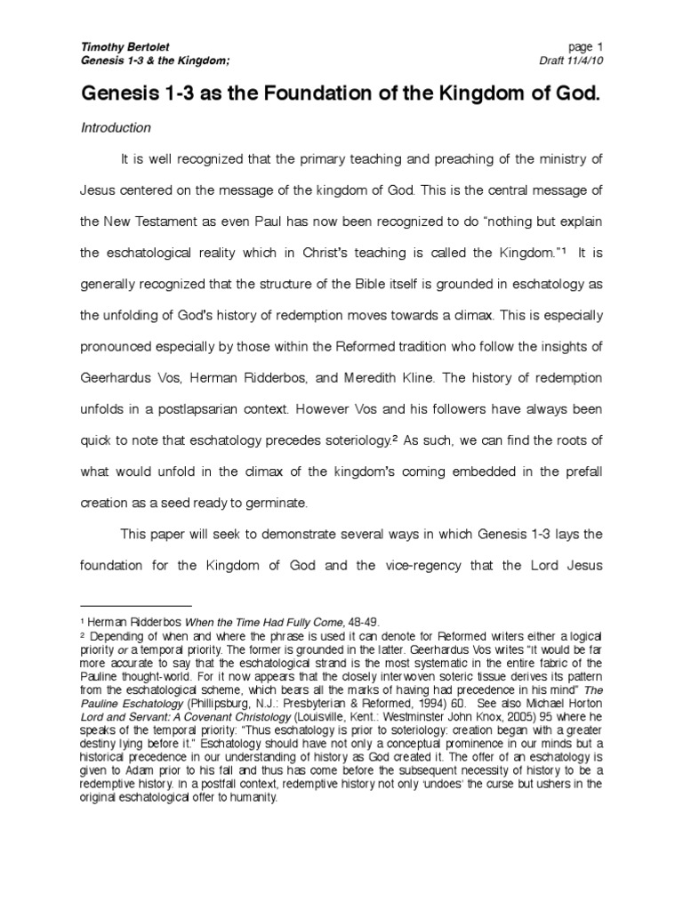 Genesis 1-3 and The Kingdom | PDF | Garden Of Eden | Genesis Creation ...