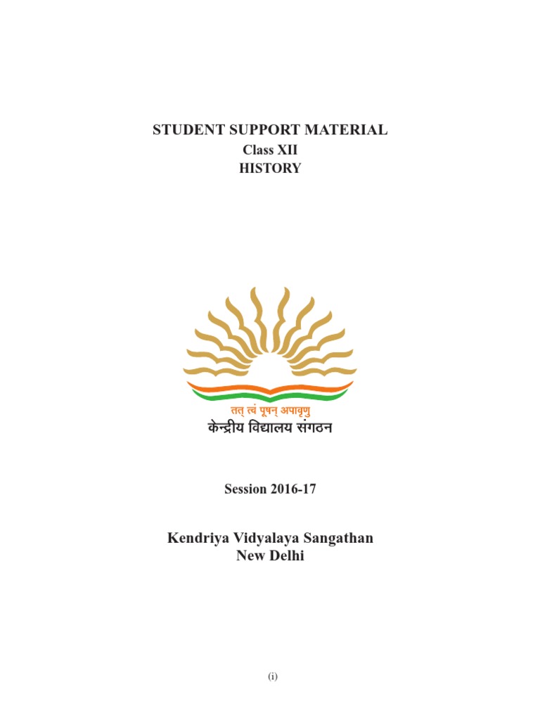 Kv Student Support Material For Class Xii History Pdf Ashoka