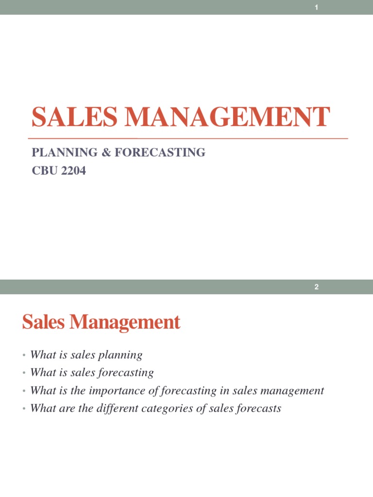 Planning and Forecasting in Sales | PDF | Forecasting | Linear Trend Estimation
