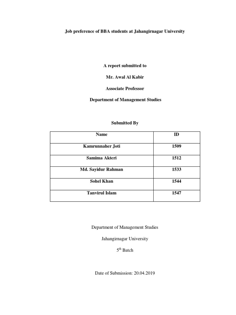 Job Preference | Download Free PDF | Sampling (Statistics) | Data Analysis