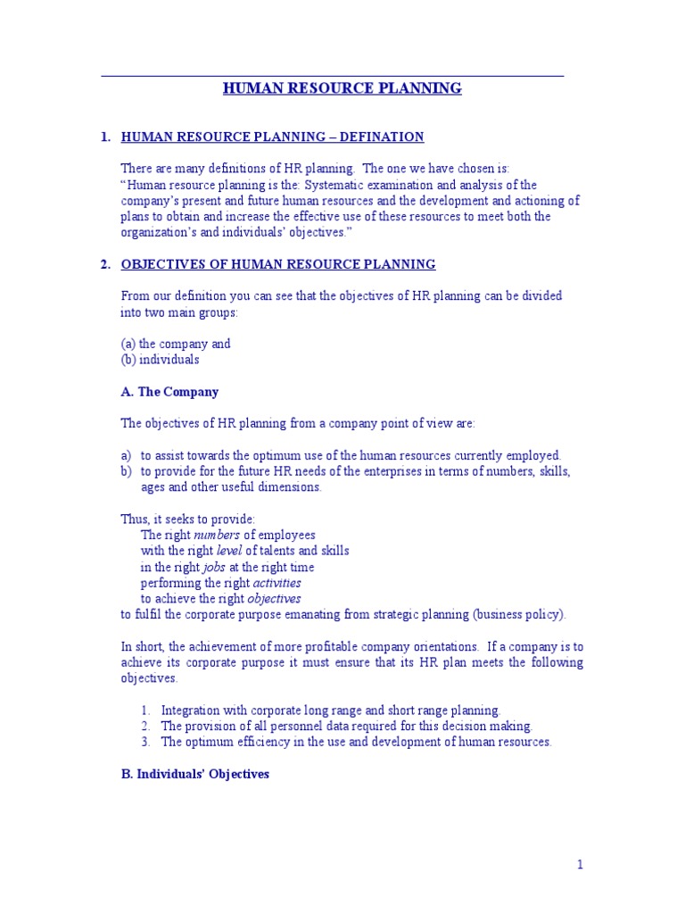 Human Resource Planning Process Overview | PDF | Human Resources ...