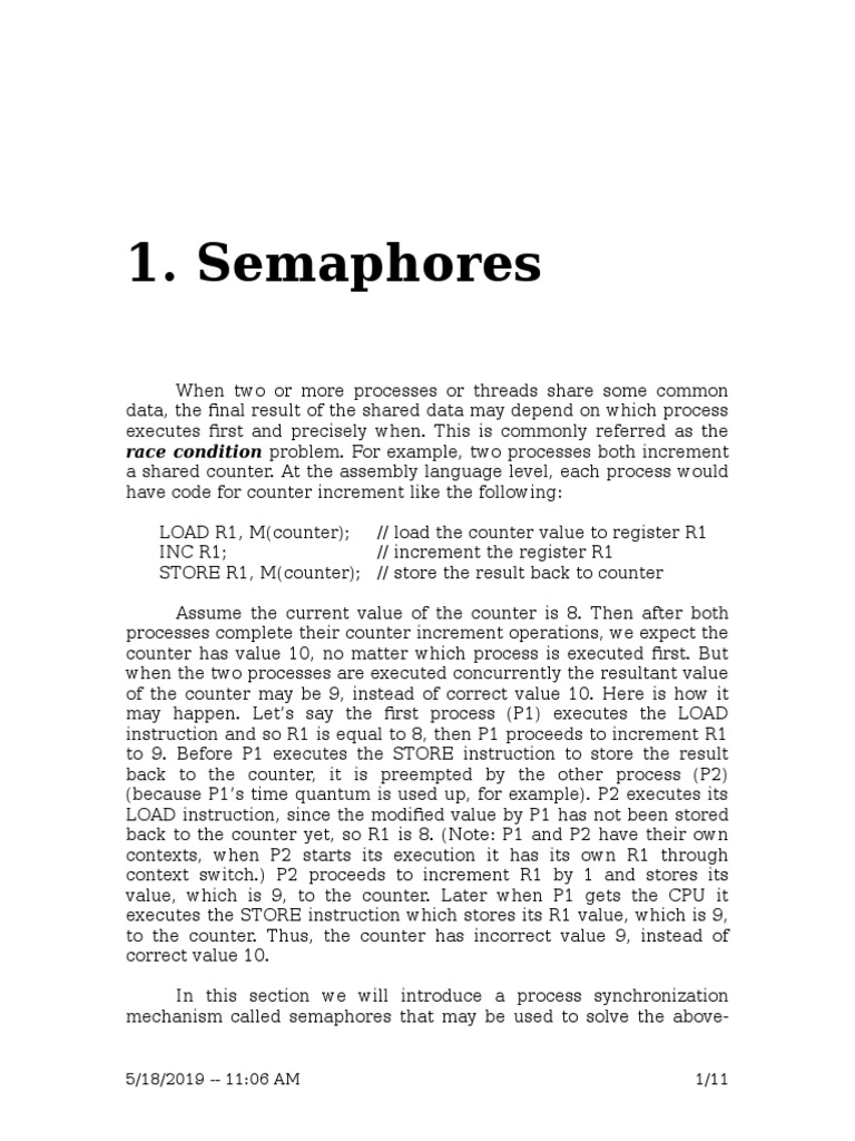 Semaphore | PDF | Concurrency (Computer Science) | Operating System Technology