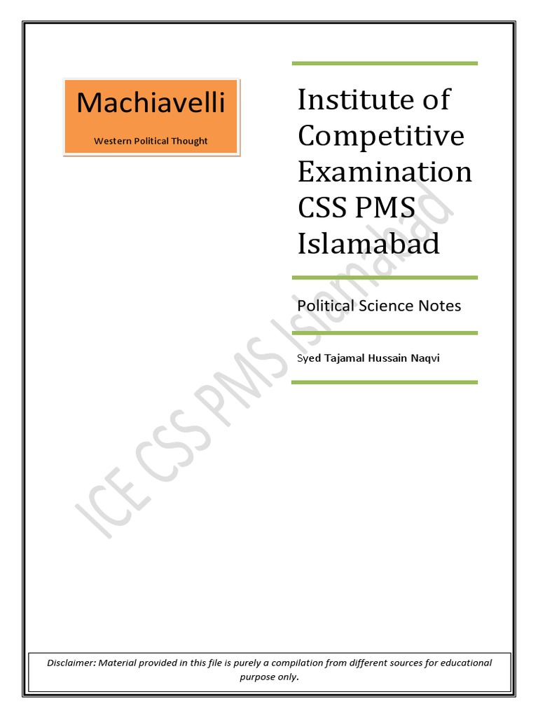 Machiavelli Political Thought Pdf The Prince Niccolò Machiavelli