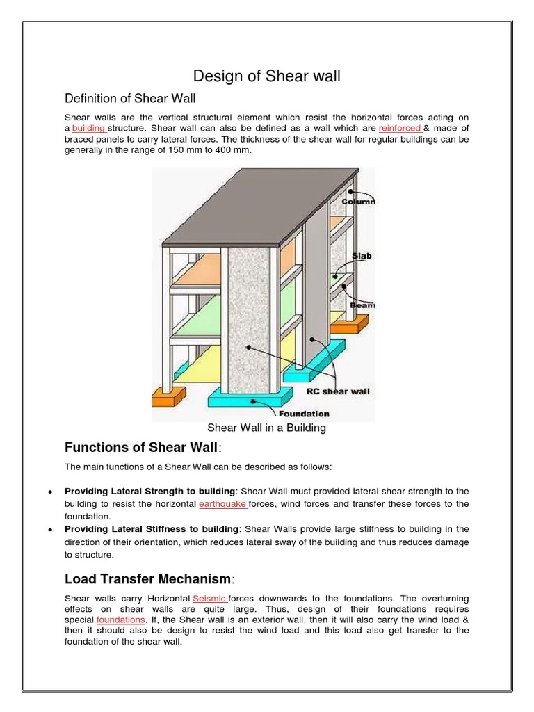 Load Transfer Mechanisms and Design of Shear Walls in Multi-Storey ...