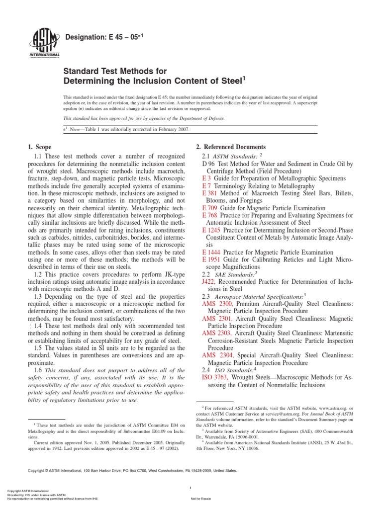 Astm E45 PDF | PDF | Steel | Sampling (Statistics)