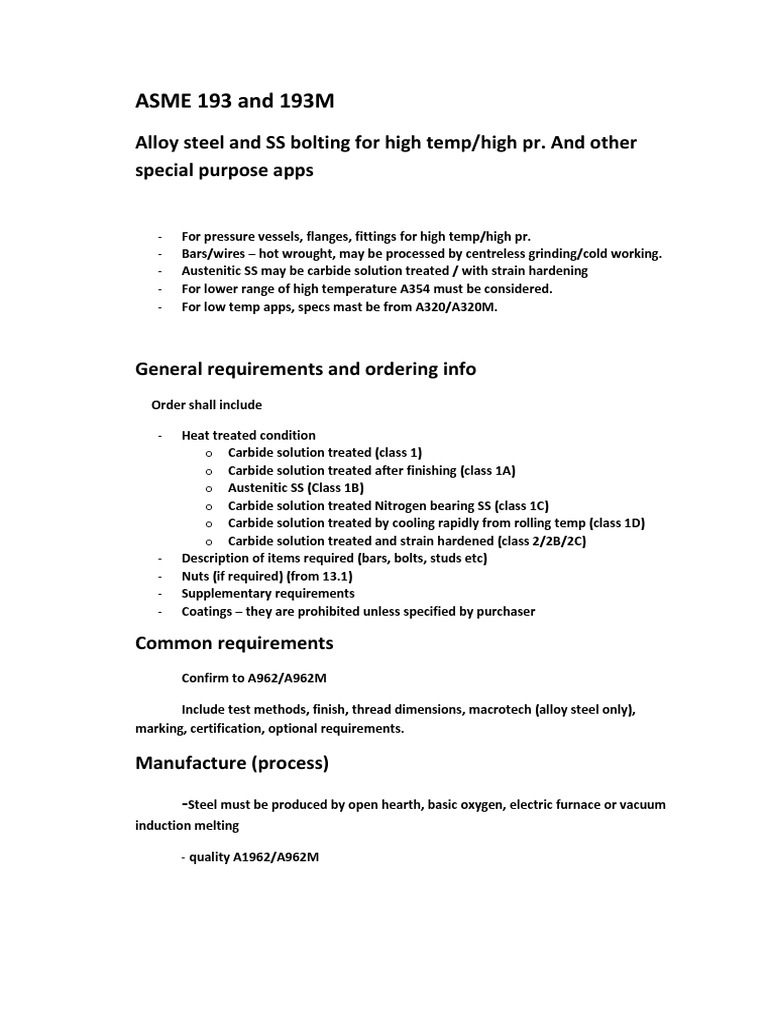 ASME 193 and 193M | PDF | Heat Treating | Steel