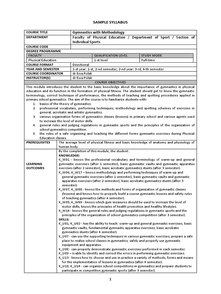 Gymnastics With Methodology | PDF | Gymnastics | Educational Assessment