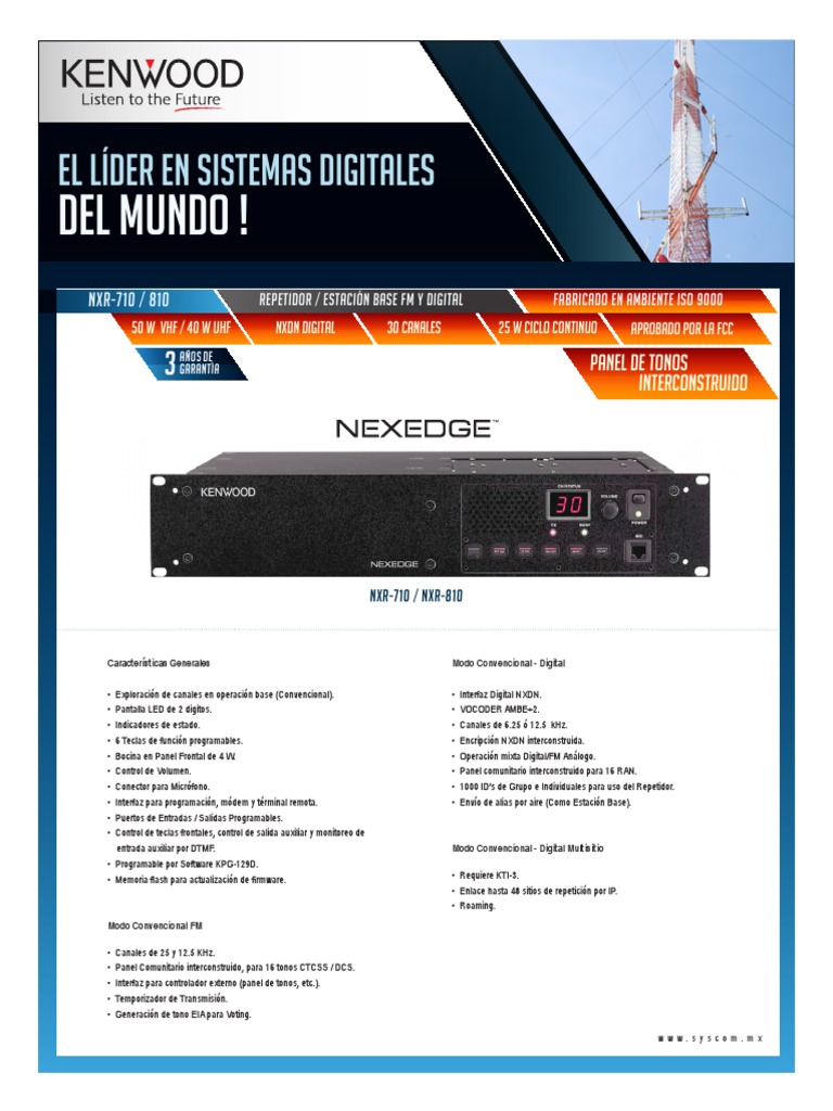 Repetidor Digital NXR-710/810: Especificaciones y Funciones | PDF ...