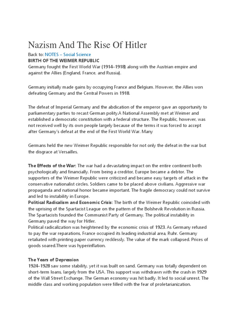 Rise of Hitler and Nazi Germany | PDF | Weimar Republic | Nazi Germany