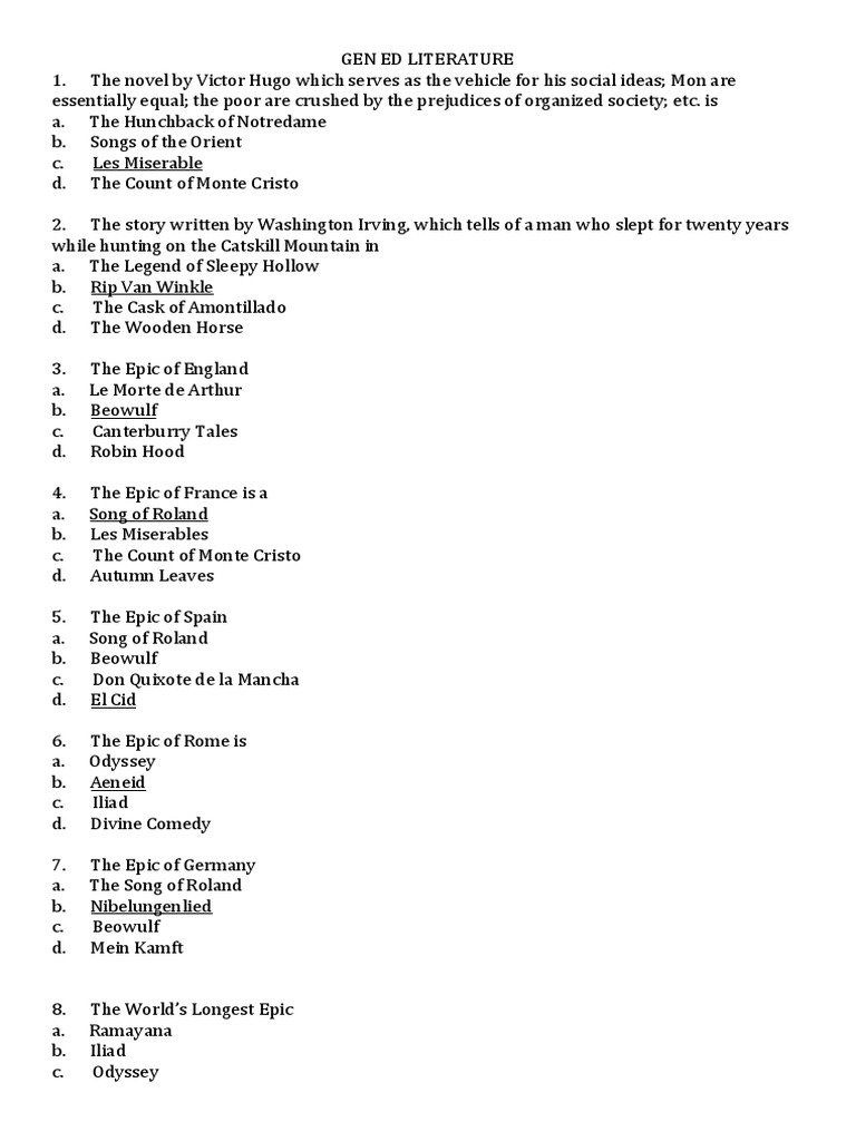 Gen ED Literature | PDF | Epic Poetry | Novels