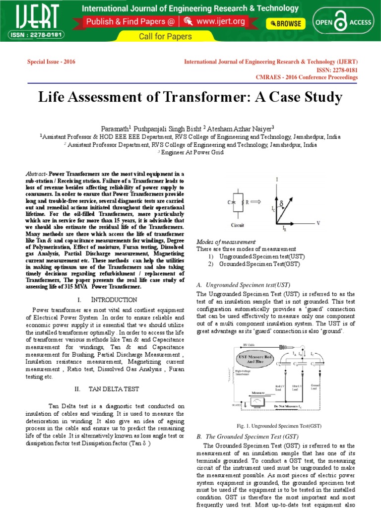 Transformer Life Assessment Case Study | PDF | Transformer | Physical ...