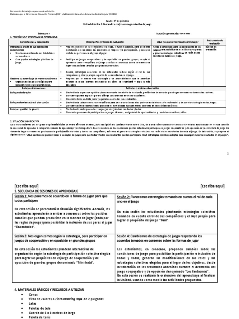 1 Unidad 3 Grado Pdf Pdf Aprendizaje Educación Primaria