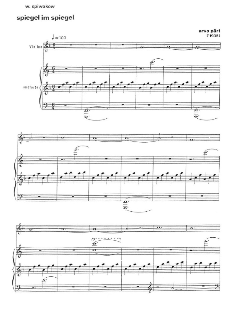 PART, ARVO - Spiegel Im Spiegel For Violin and Piano | PDF